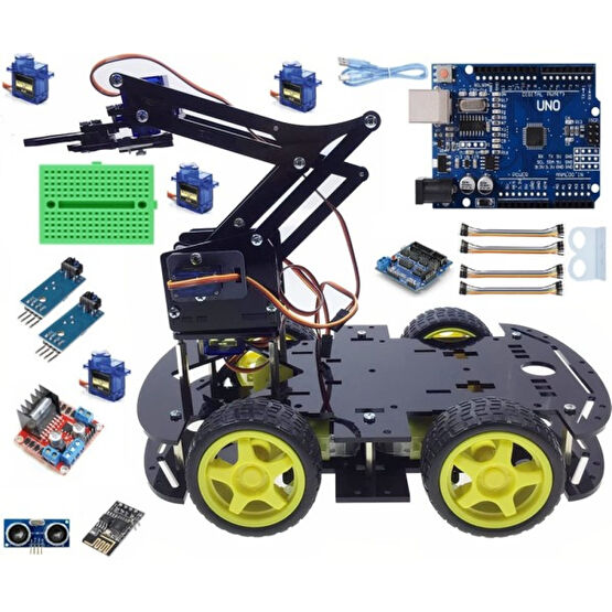 En Ucuz Arduino Emes Robotik Robot Kollu 4WD Engelden Kaçan ve Çizgi ...