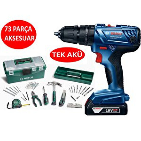 En Ucuz Bosch Tek Akülü Darbeli Matkap 18v Akülü Vidalama Şarjlı Matkap + Bosch Mat