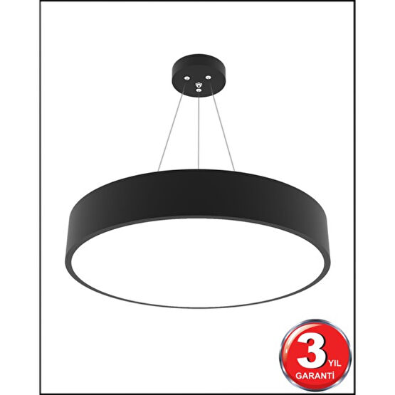 En Ucuz Hegza Lighting Drum 40CM (Siyah Kasa, Beyaz Işık) Ledli Modern LED Avize, S